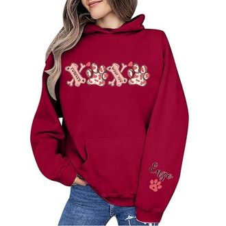 Generic Sweatshirt imprim&eacute; chien Saint-Valentin 2026 amoureux maman papa, rose vif, XXL