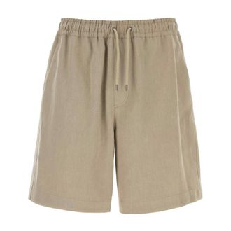 Giorgio Armani Homme, Shorts, Gris, Taille: XL Bermuda &agrave; Pinces en Toile de Lin