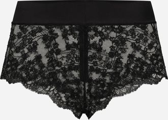 Dolce & Gabbana Panty Aus Spitze Mit Bund Aus Satin - Frau Unterwäsche Schwarz 1