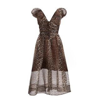 Ganni Bedrucktes- strukturiertes Organza Long - - Dresses - Damen - Braun - S