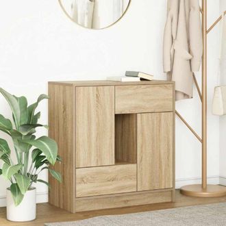 vidaXL Vidaxl - Buffet ch&ecirc;ne sonoma avec 2 tiroirs et 2 portes - Dimensions 70,5x34x74,5 cm - Bois ding&eacute;nierie - Capacit&eacute; 60 kg