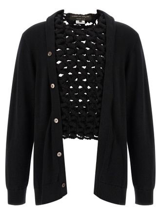 Comme Des Gar&ccedil;ons Macram&eacute;-Textured Wool Cardigan - Black