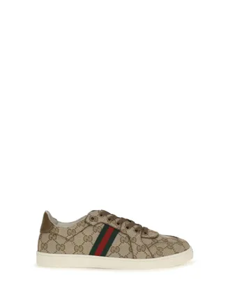 Gucci Womens Stretch Sneakers Canvas Vint.sand-Cashew-Vrv Upper: Fabric Trainers Vint.sand/cashew/vrv