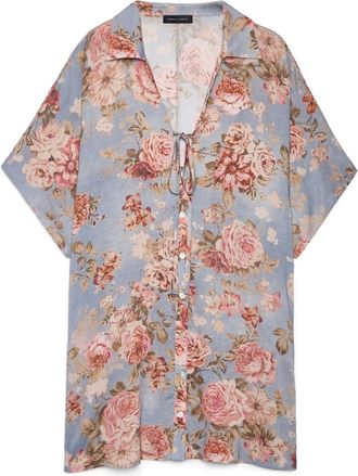 Fiorella Rubino Femme, Blouses et Chemises, Bleu, Taille: 46 FR Chemise &agrave; imprim&eacute; floral