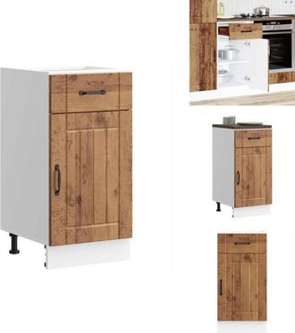 vidaXL K&uuml;chen-Unterschrank Lucca Altholz-Optik Holzwerkstoff - K&uuml;chenunterschrank - K&uuml;chenunterschr&auml;nke - Sp&uuml;lenunterschrank - Unterschrank F&uuml;r K&uuml;che
