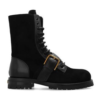 Dolce & Gabbana Schn&uuml;rstiefeletten aus Wildleder - - Shoes - Damen - Schwarzk - 38 EU