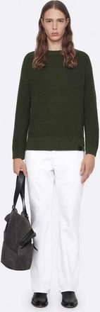 AllSaints Kit Pullover mit Rundhalsausschnitt in dunklem Khakigr&uuml;n