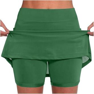 Generic Jupe-short pour femme grande taille, d&eacute;contract&eacute;, sportif, tennis, jupe courte 2025, jupe &agrave; carreaux pour femme, vert, L