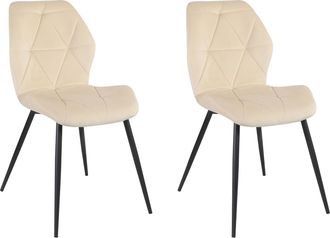 SVITA Jamie 2er Set Esszimmerstühle Polsterstuhl Wohnzimmerstuhl Küchenstuhl mit Rückenlehne gepolstert Samt Beige