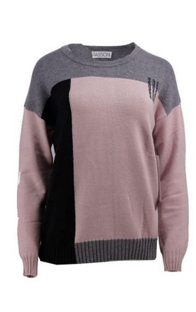 Passioni Strickpullover Sweatshirt im Color Block-Design mit Strassdetails
