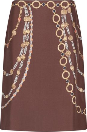 Versace Printed Silk Midi Skirt