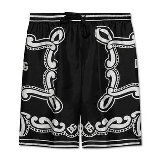 Dolce & Gabbana Seidenshorts mit Druck - - Shorts - Herren - Schwarzk - M