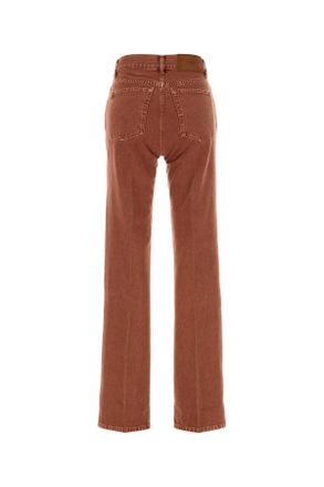 Chlo&eacute; Womens Brick Denim Jeans Crimsonbrown Exterior: Cotton Pantaloni Trousers