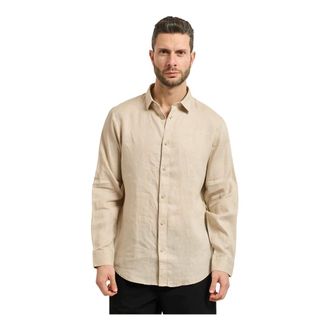 A|X Armani Exchange Homme, Chemises, Beige, Taille: XL Chemise en lin coupe classique