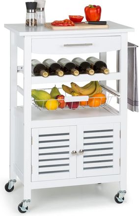 Klarstein Servierwagen, Küchenregal für Obst und Gemüse, Trolley auf Rädern, Rollwagen mit Arbeitsplatte, Bücher- und Barwagen, Küchenwagen, Regal Schmal, Regal