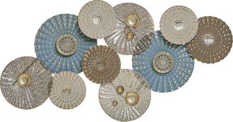 Beliani Moderne Wanddekoration Kreisform Metall 90 x 6 x 48 Blau/Beige Hassium