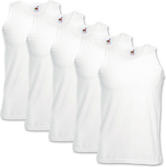 Fruit Of The Loom 5er T Shirt Athletic MUSKELSHIRT M L XL XXL 3XL 5XL UNTERHEMD Tank TOP (5XL, Wei&szlig;)