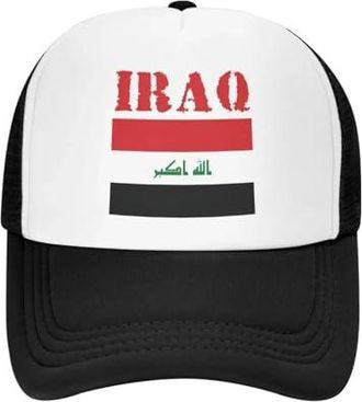 Generic Casquette Trucker Unisexe personnalis&eacute;e avec Drapeau irakien Ajustable pour Adultes Hommes et Femmes Protection Solaire Style Papa Les Sports activit&eacute;