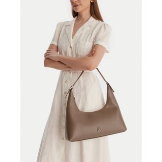 Calvin Klein Handtasche Calvin Klein Emblem Hw Lthr Shoulder Bag LV04F3262G Beige