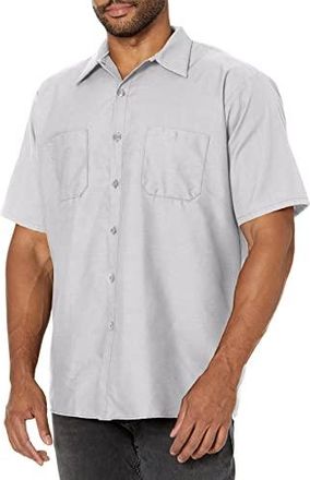 Red Kap Industrial Work Shirt, Regular Fit, Short Sleeve Chemise Longue &agrave; Bouton dutilit&eacute; Professionnelle, Gris argent&eacute;, XL Homme