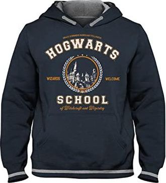 Cotton Division Harry Potter Enfants - École Poudlard Unisexe Sweat-Shirt à Capuche Marine 140