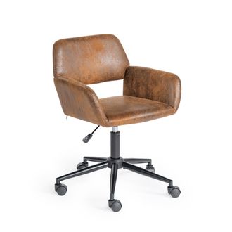 Furniture R Schreibtisch Stuhl Wildleder h&ouml;henverstellbarer Drehstuhl, ergonomischer B&uuml;rostuhl mit Armlehne f&uuml;r B&uuml;ro Schlafzimmer Arbeitszimmer, Braun