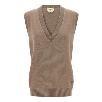 Fendi Cashmere-Weste - - Knitwear - Damen - Beige - 3XS