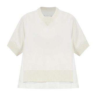sacai Materialmix-Oberteil - - Knitwear - Damen - Beige - M