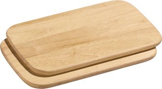 Zassenhaus 0000050707 2er Set Frühstücksbrett, Holz, braun, 2 x 16,8 x 26 cm, Gummibaum