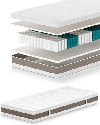 Mister Sandman Matratze 160x200 cm H3 H4, Taschenfederkernmatratze mit 7-Zonen 160x200 cm, 24 cm hoch