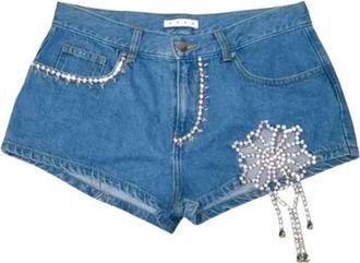 Area Crystal Embellshed Denim Festival Shorts Size L