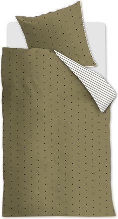 vtwonen Striped Hearts bettw&auml;sche-Set 2 TLG. - 155x220 - Gr&uuml;n - Baumwolle - mit Rei&szlig;verschluss