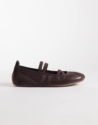 Bronx Zenday-A - Flache Ballerinas in Kaffeebohnenbraun-Brown
