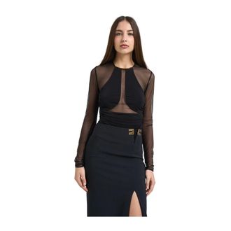 Elisabetta Franchi Femme, Tops, Noir, Taille: 42 FR Body Drap&eacute;
