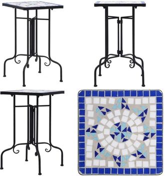 vidaXL Beistelltisch Mosaik Keramik Blau und Weiß - Outdoor-Tisch - Balkonmöbel - Terrassenmöbel - Gartenmöbel - Beistelltisch - Home & Living