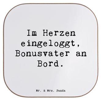 Mr. & Mrs. Panda Untersetzer Gl&auml;ser Spruch Bonusvater Herz - Geschenk, Tischuntersetzer, Stiefvater, Grill, Elternteil, gl&auml;seruntersetzer, Vertrauter, emotionale Bindu