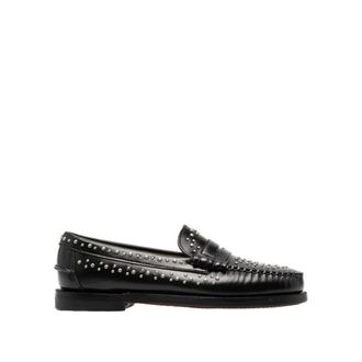 Sebago Femme, Chaussures, Noir, Taille: 37 1/2 EU Mocassins en cuir clout&eacute;s