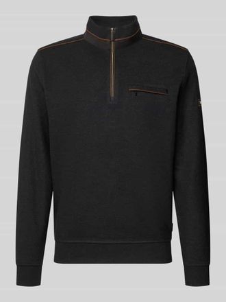 Bugatti Sweatshirt mit Stehkragen und Rei&szlig;verschluss