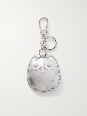 Gucci Taschenanh&auml;nger Gepr&auml;gtem Metallic-leder Mit Nieten - Silber