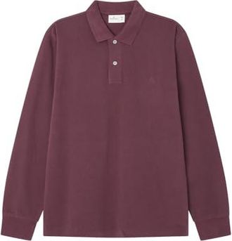 Springfield Reconsider Cotton Long Sleeve Polo with Ribbed Cuffs T-Shirt, Bordeaux, M Homme