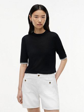 Tommy Hilfiger Pull &agrave; manches courtes et liser&eacute; avec soie