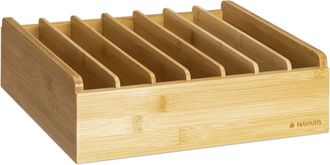 Navaris Deckelhalter aus Bambus - 7 Fächer verstellbar - Aufbewahrung für Deckel - Küchen Organizer - Halter für Schubladen - Ordnungssystem natur