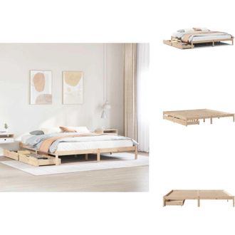 vidaXL Massivholzbett ohne Matratze 180x200 Kiefernholz - Bettrahmen - Bettgestell - Schlafzimmerbett - Doppelbett