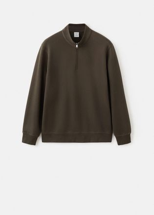 Mango Sweat 100 % coton col &agrave; zip chocolat - Homme - XXL - MANGO MAN