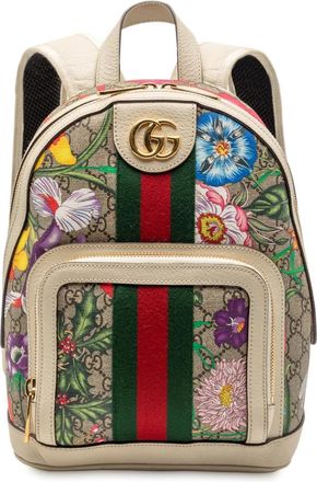 Gucci Rucks&auml;cke - Small GG Supreme Flora Ophidia Backpack - Gr. unisize - in Braun - f&uuml;r Damen