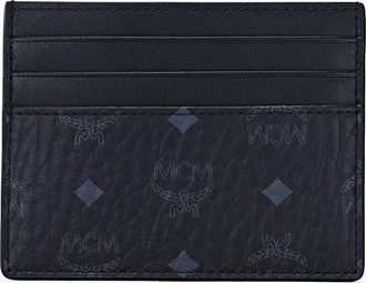 MCM Kartenetui mit Geldscheinklammer in Visetos Original BLACK VISETOS