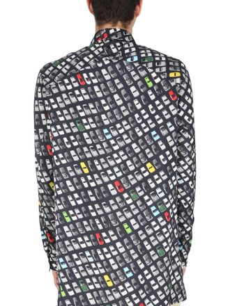 Bottega Veneta Allover Print Mixed Fabric Shirt - Black