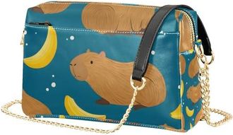 Mnsruu Capybaras Sac à bandoulière en cuir pour femme Motif banane