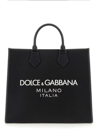 Dolce & Gabbana Mens Large Shopping Bag Black Polyamide Handbags Hand