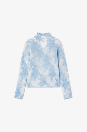 Ganni Blauer transparenter Rollkragenpullover blau